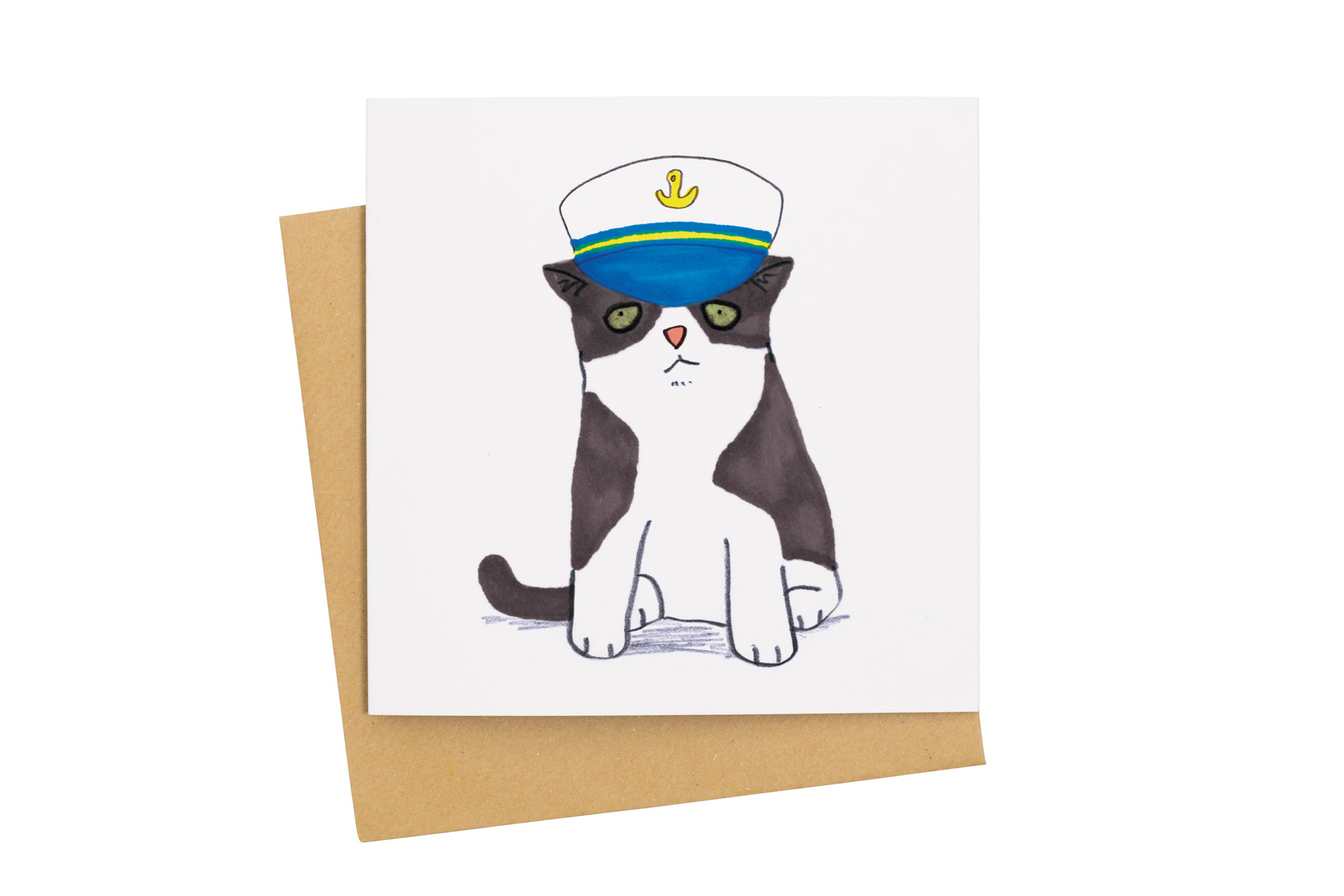 Cat In Captains Hat Card - Jo Clark Design