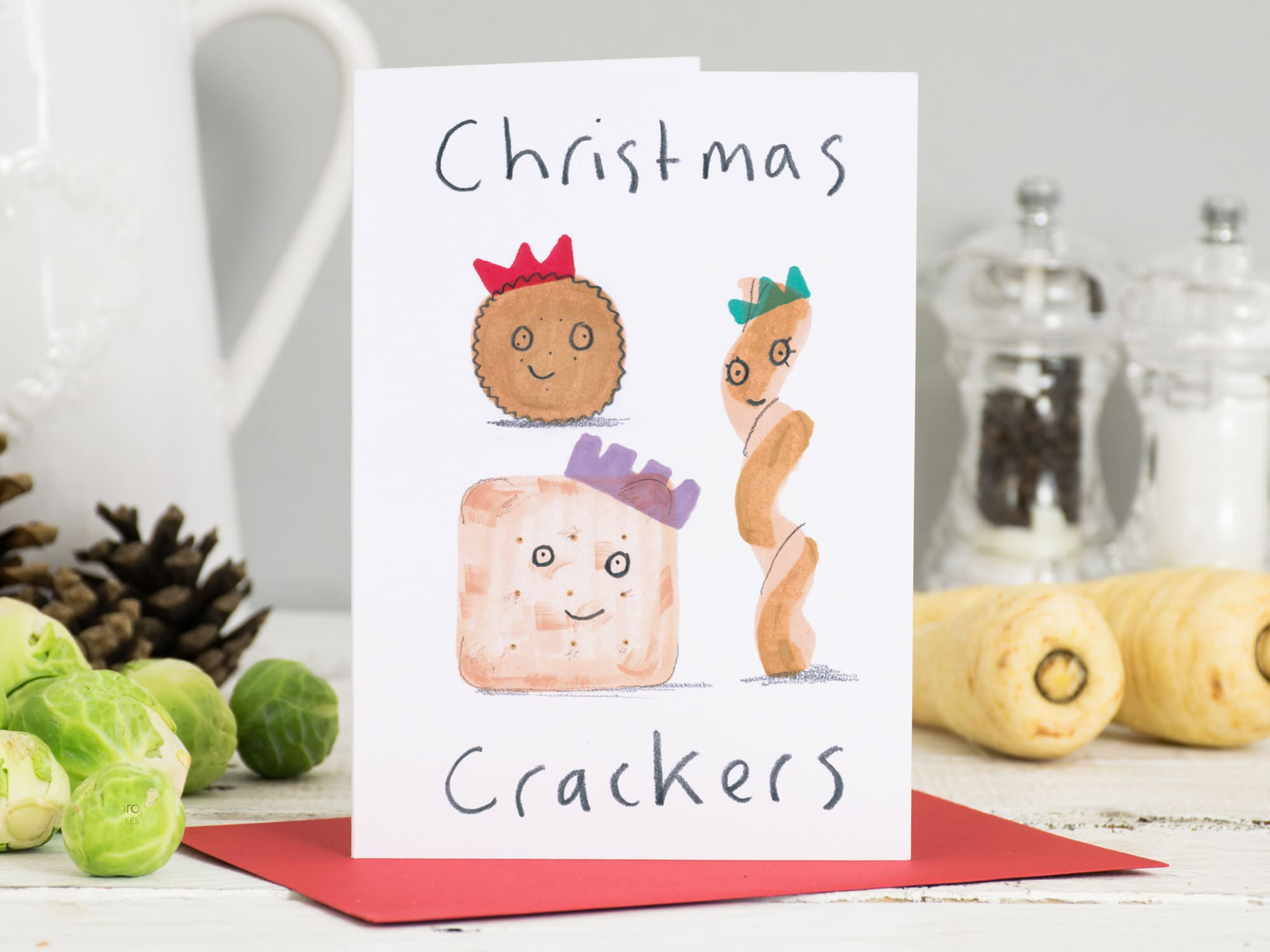 Christmas Crackers Christmas Card - Jo Clark Design