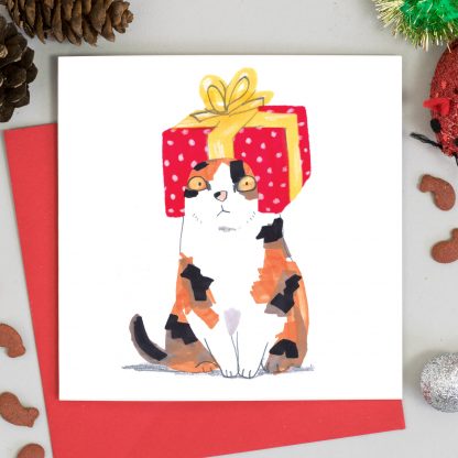 Cat In Gift Box Hat Card - Jo Clark Design