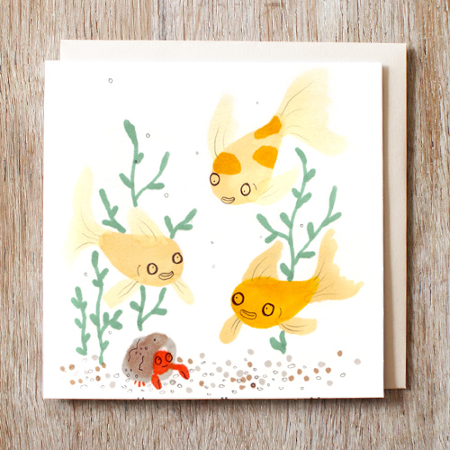 goldfish swimming tank birthday friends crab new home