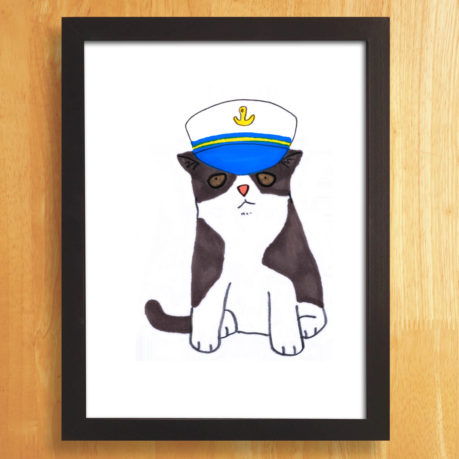 Cat In Captains Hat Print - Jo Clark Design