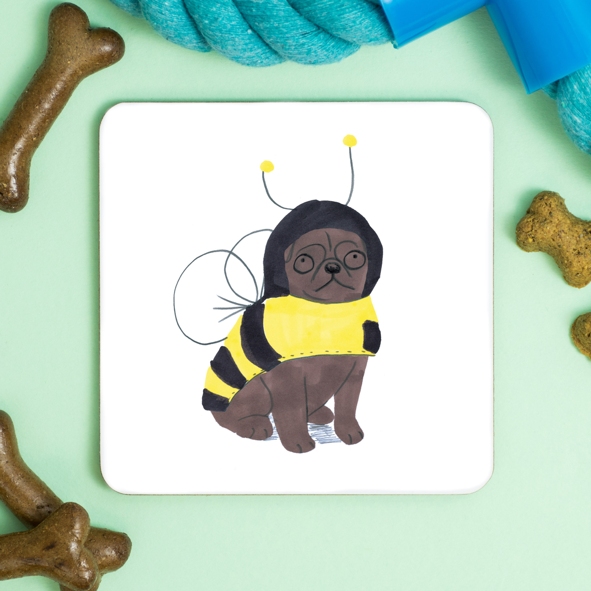 Pug Bee Coaster - Jo Clark Design