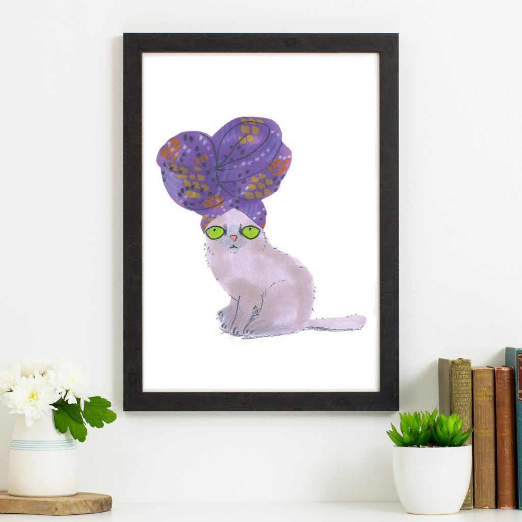 Cat in Head Wrap Print - Jo Clark Design