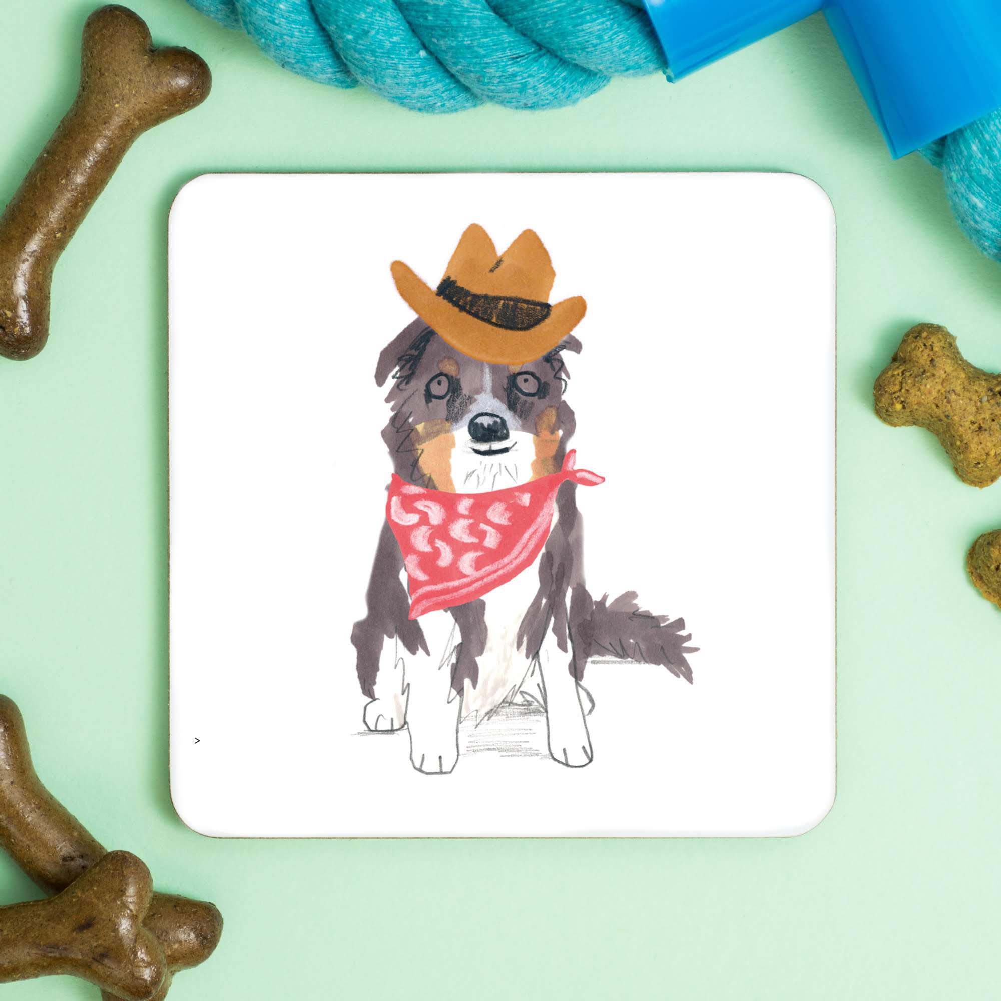 Border Collie Cowboy Coaster - Jo Clark Design