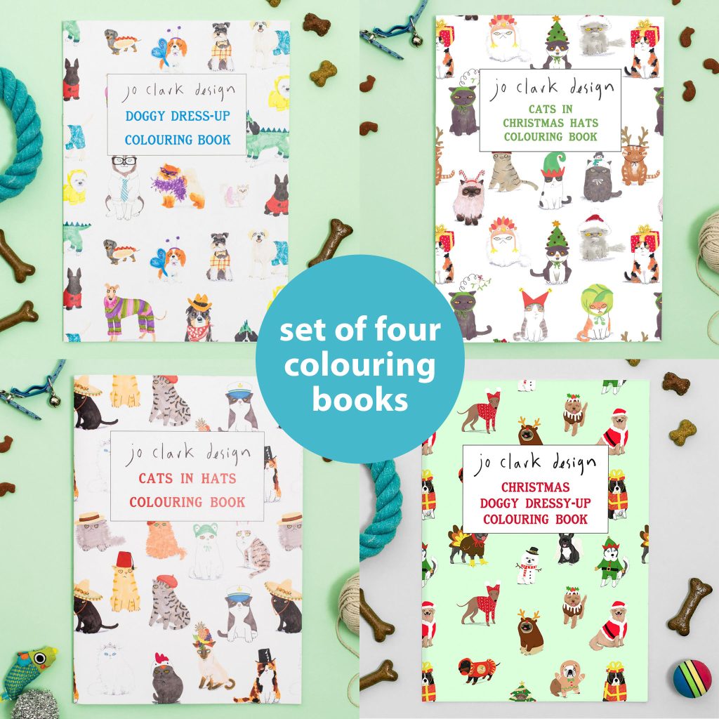Dogs And Cats Pack Of Four Colouring Booklets - Jo Clark Design