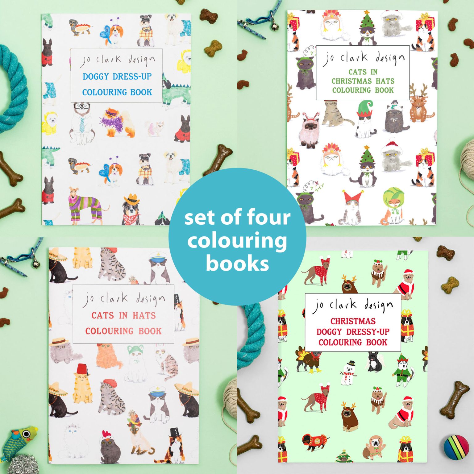 Dogs And Cats Pack Of Four Colouring Booklets - Jo Clark Design